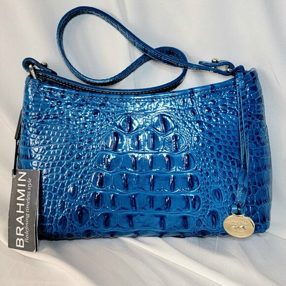 Brahmin | Bags | Brahmin Anytime Mini Should Bag In Teal Blue Croc ...
